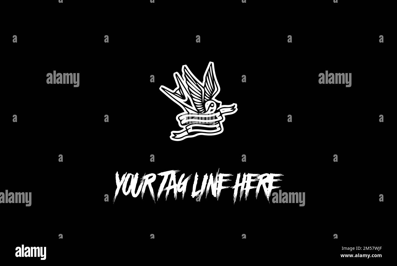 A vector illustration of a bird and ribbon with an editable tagline on ...