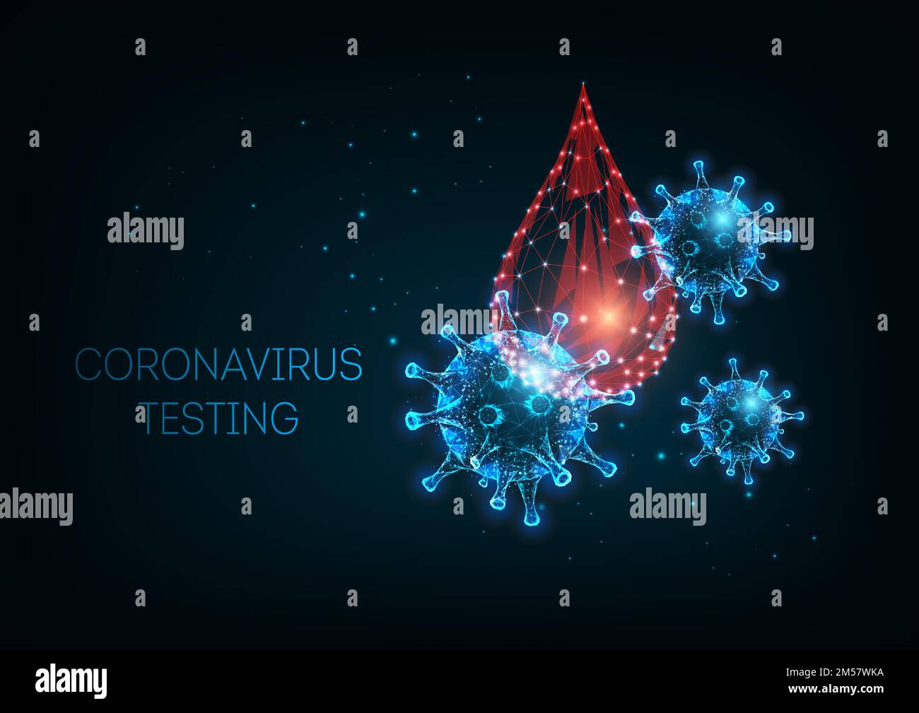 Futuristic covid-19 coronavirus diagnostic concept with glowing low ...