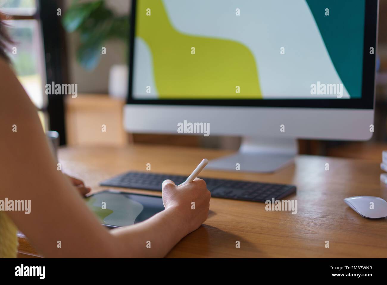 Hand embroidery concept, Women working on computer and sketches ...