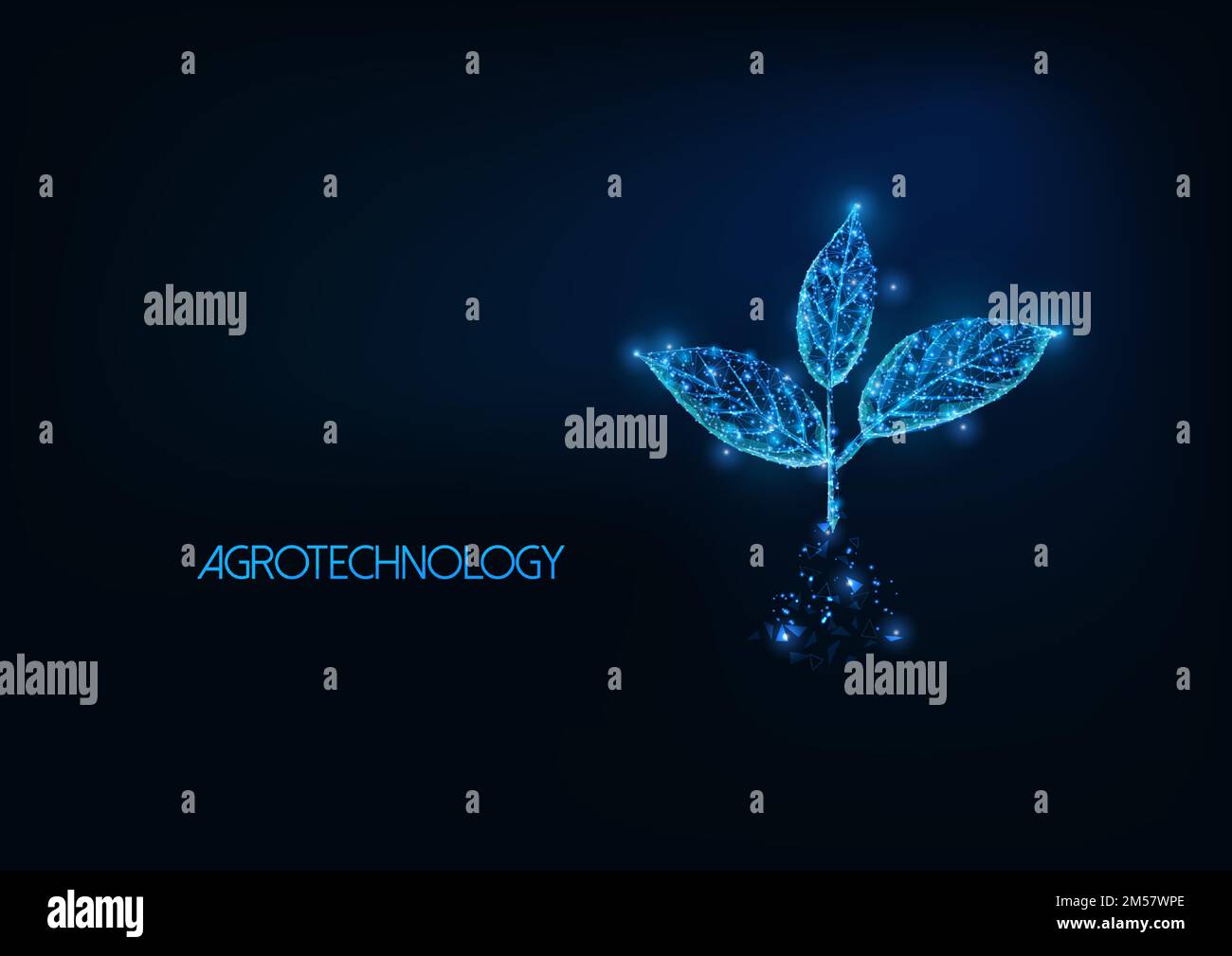 Futuristic agrotechnology, agriculture concept with glowing low ...