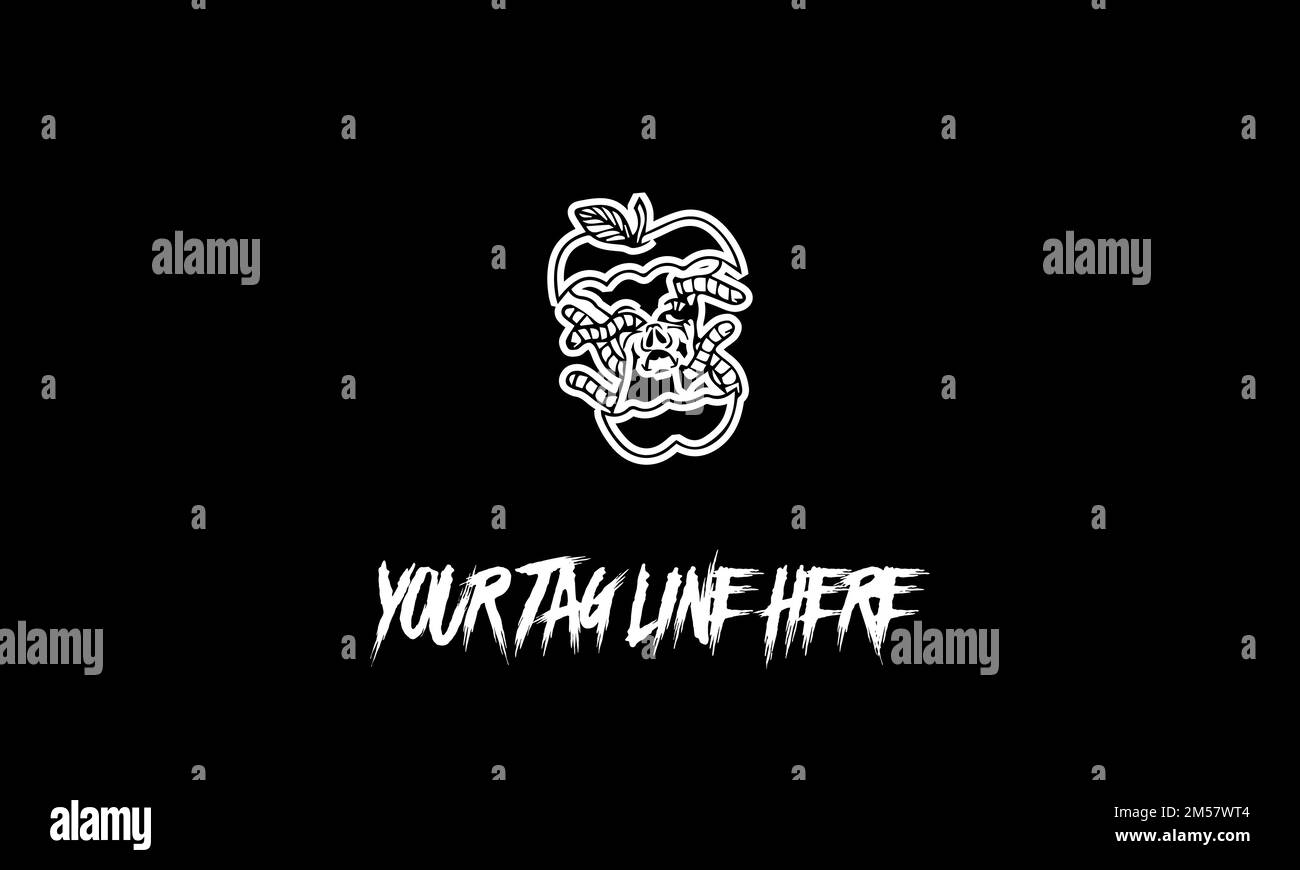 A vector illustration of a rotten apple icon and an editable tagline on ...