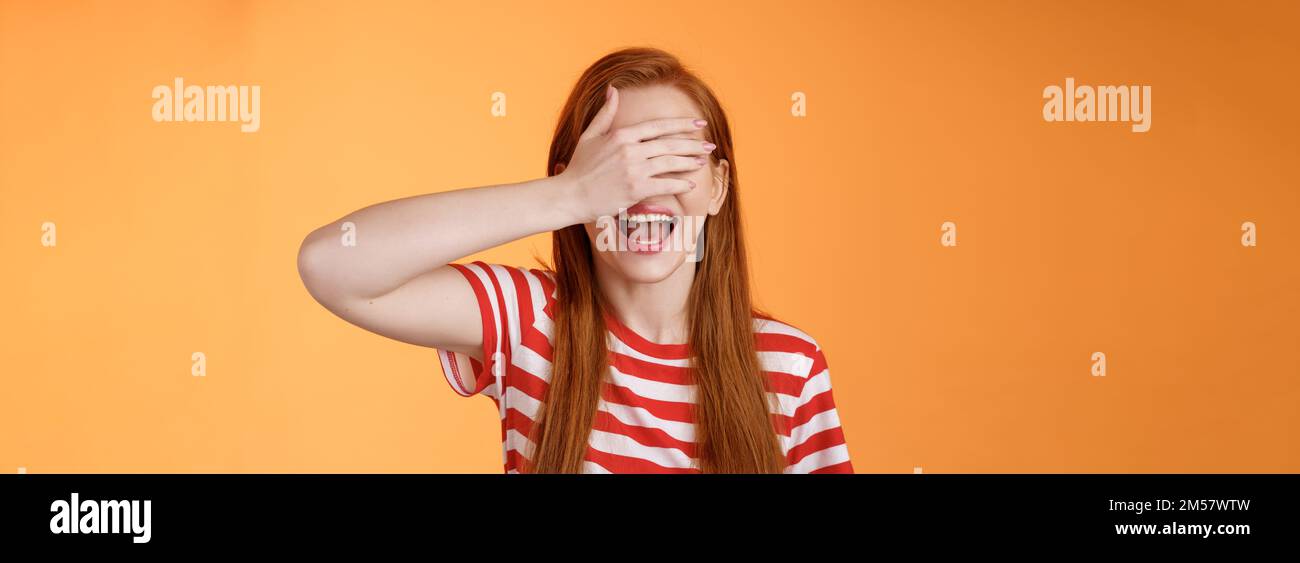 Enthusiastic cute happy redhead woman celebrate birthday counting ten ...