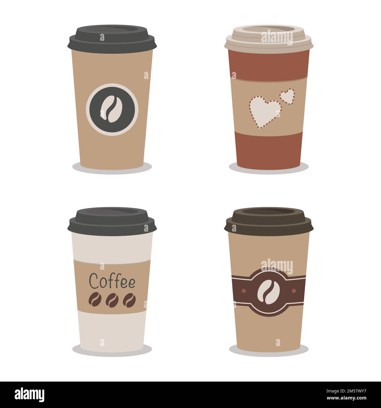 Flat paper takeaway coffee cup collection in illustration Stock Vector ...