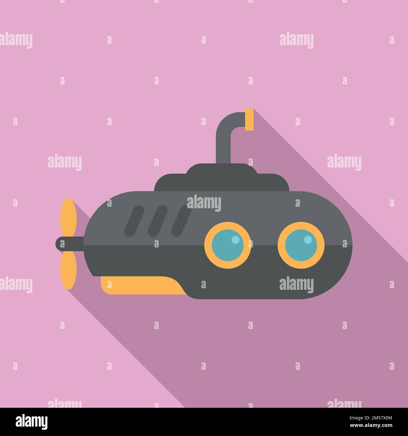 Ocean submarine icon flat vector. Underwater ship. Deep vehicle Stock ...