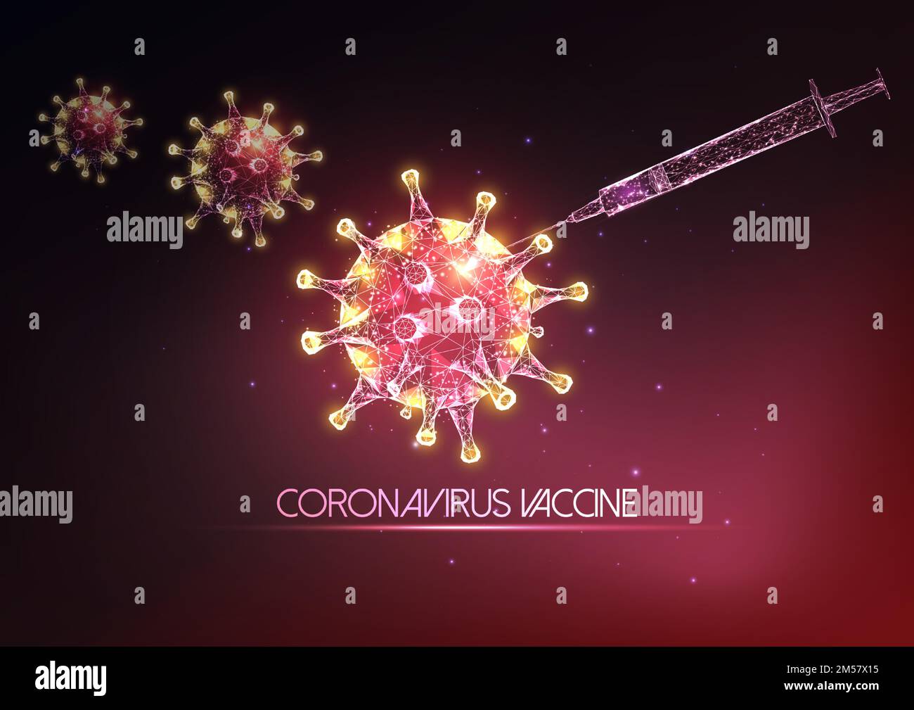 Futuristic coronavirus Covid-19 vaccine concept with glowing low ...