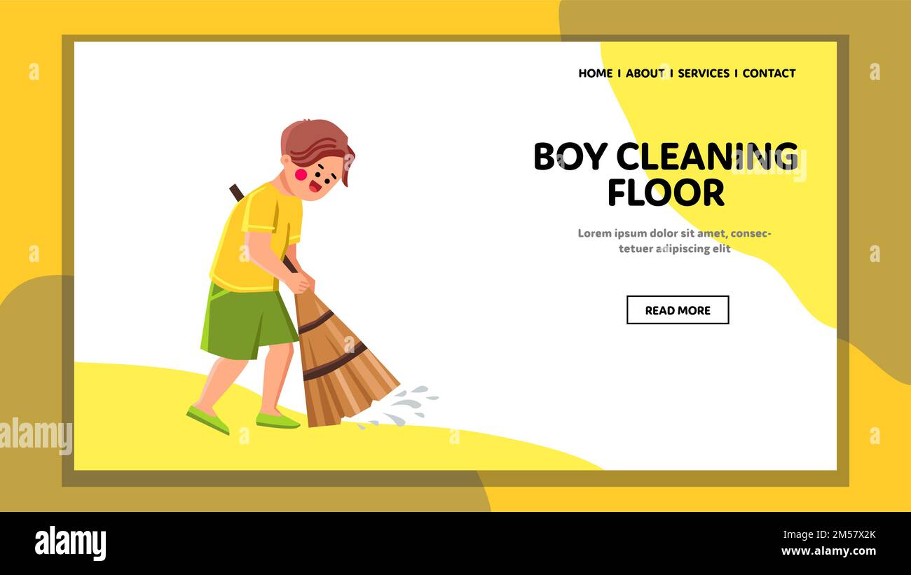 boy cleaning floor vector Stock Vector Image & Art - Alamy