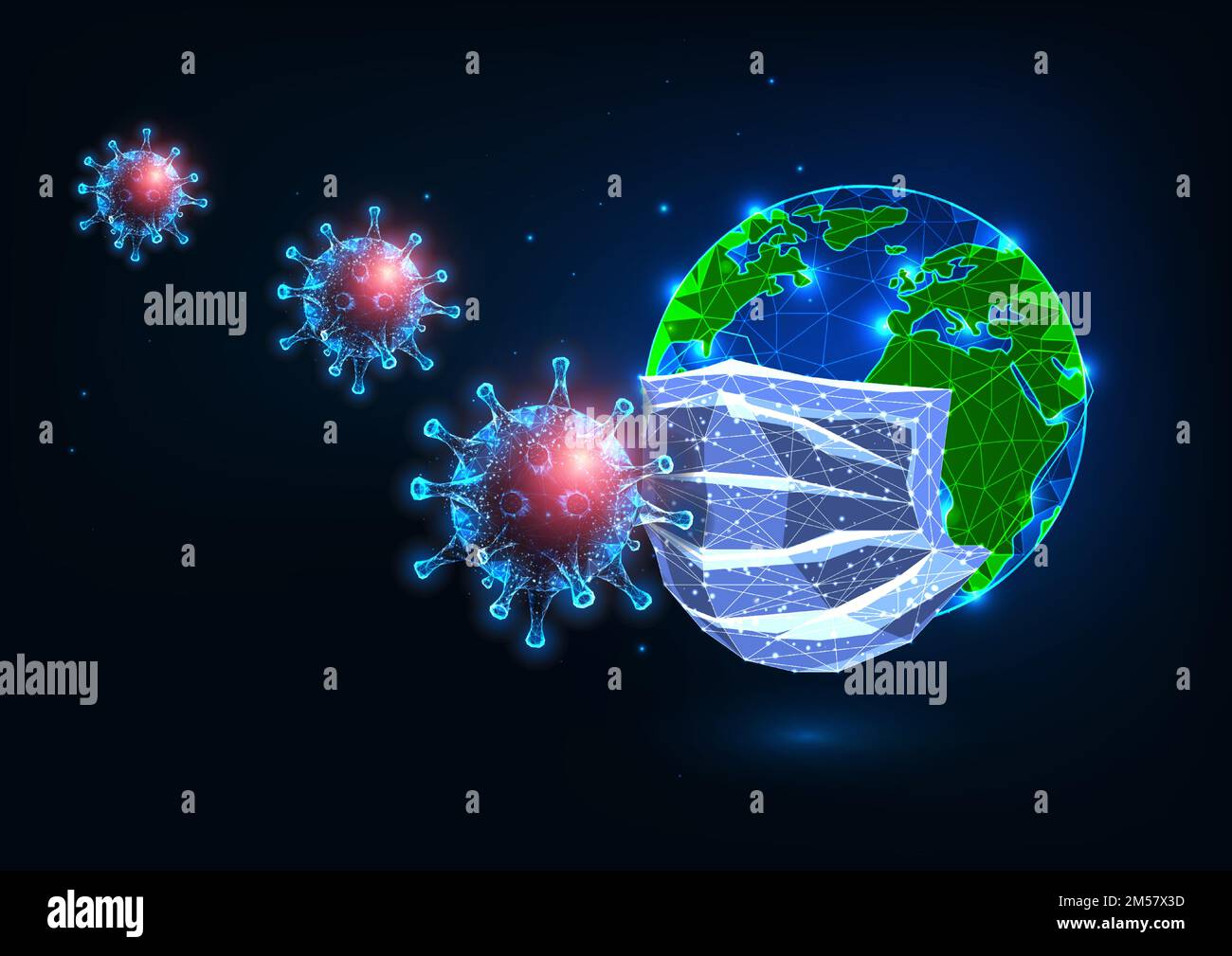 Futuristic covid-19 coronavirus Pandemic global concept with glowing ...
