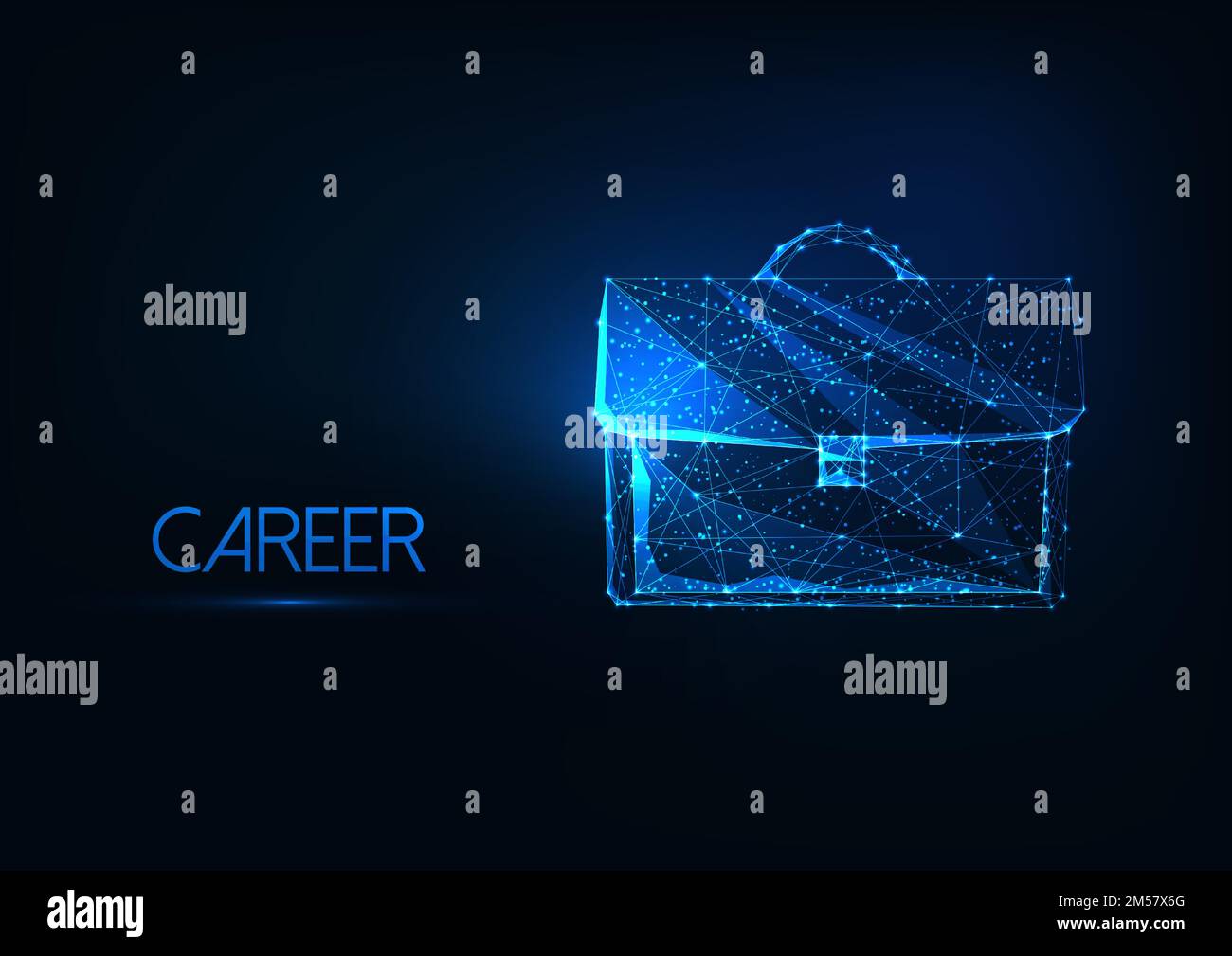 Futuristic business career concept with glowing low polygonal brief ...