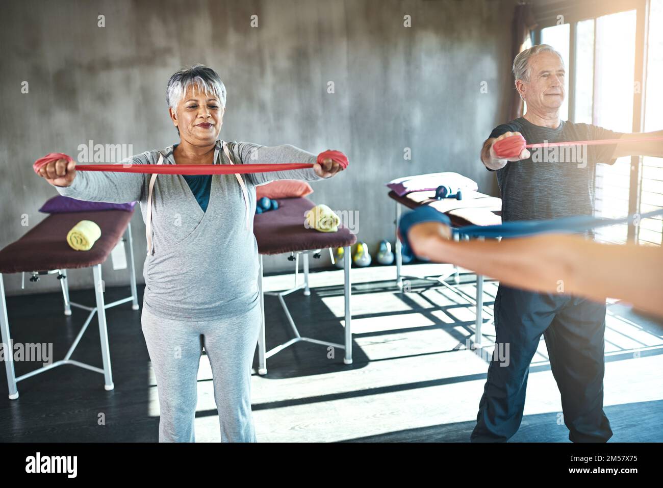 Good health is important at any age. a senior man and woman using ...