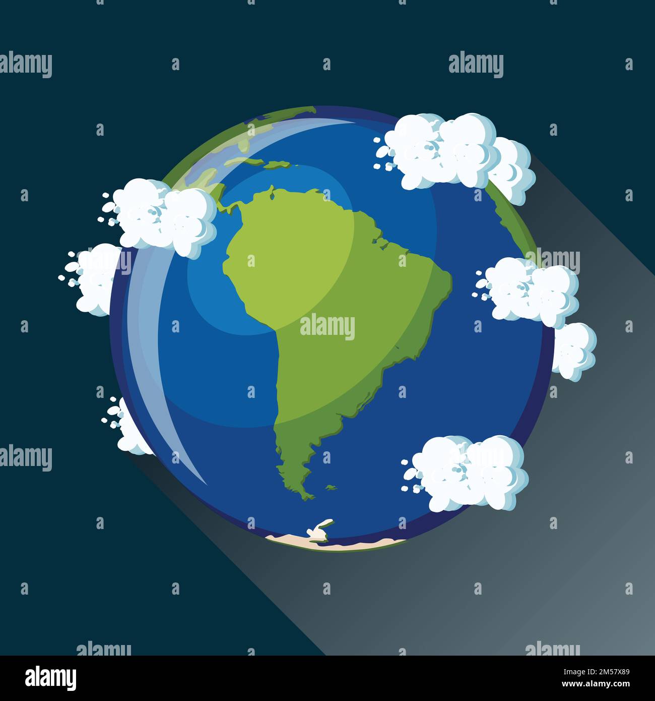 South America map on planet Earth, view from space. South America globe icon. Planet Earth globe ...