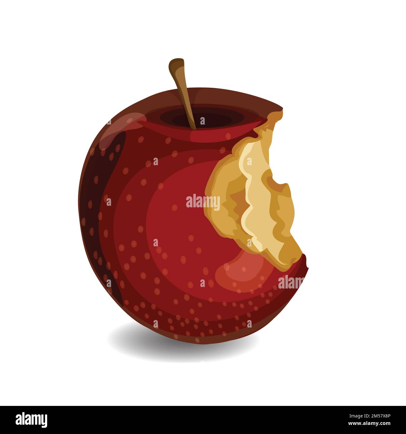 Fresh and tasty red apple with bites isolated on white background ...