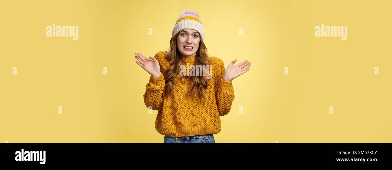 Oops sorry, my fault. Portrait awkward insecure worried cute european ...