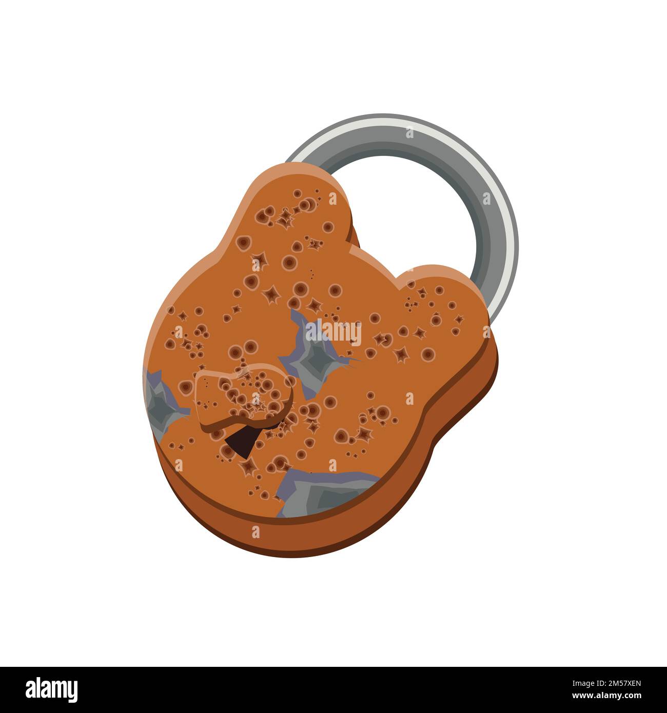 Old rusted padlock with open keyhole isolated on white background ...