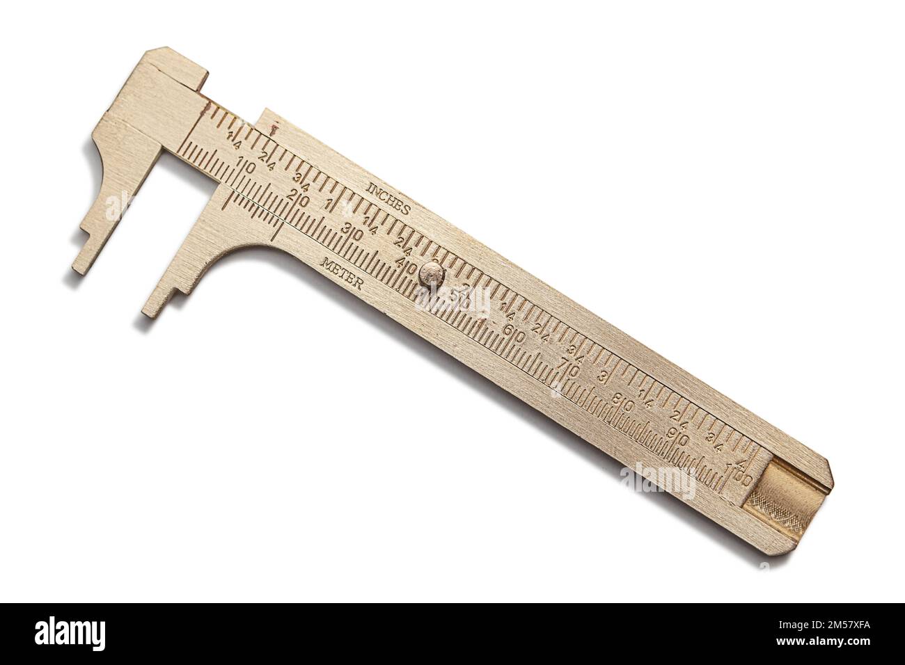 Antique Metal Brass Caliper Slide Ruler Isolated On White Background ...