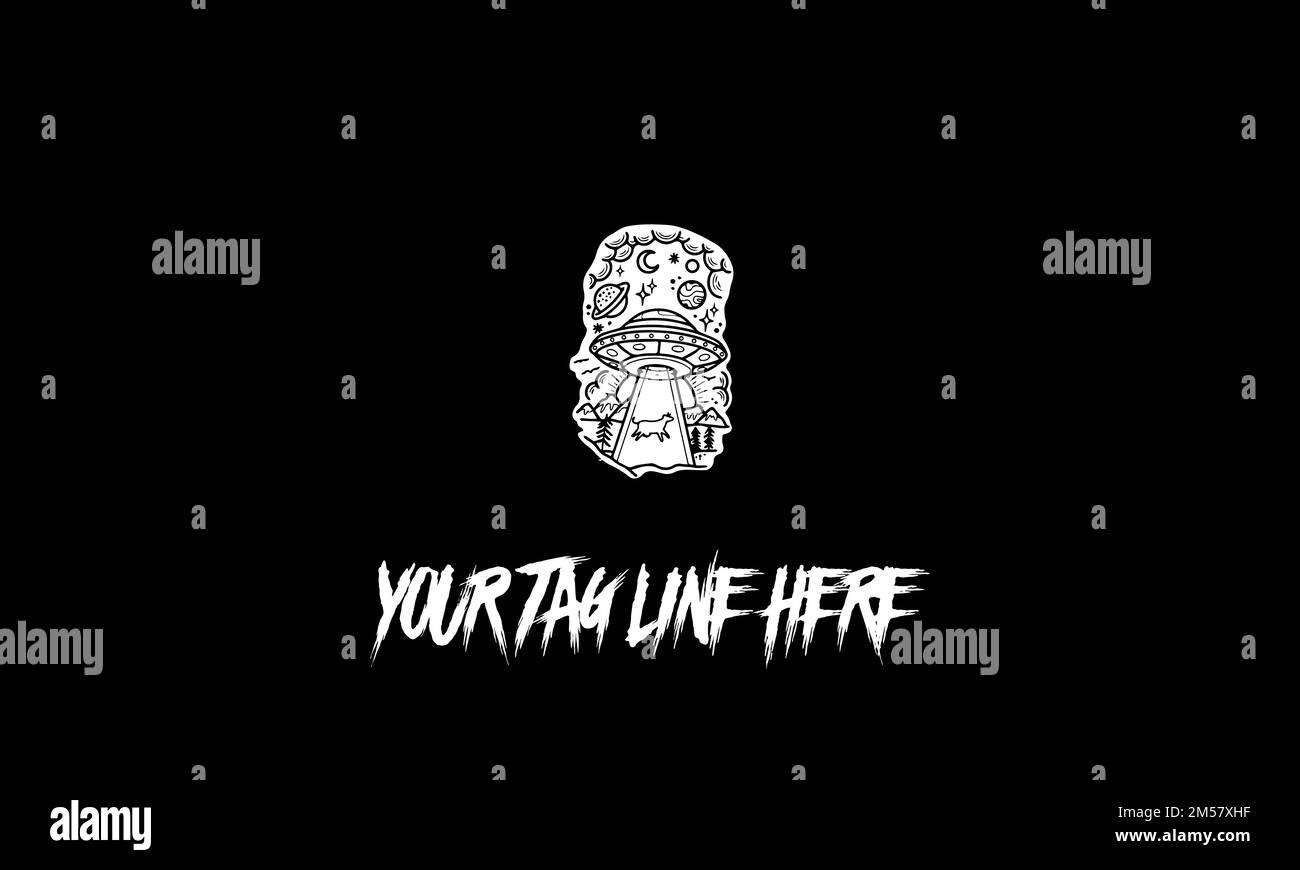 A vector Alien adventure Design Art for logo on black background with ... A vector Alien adventure Design Art for logo on black background with ...