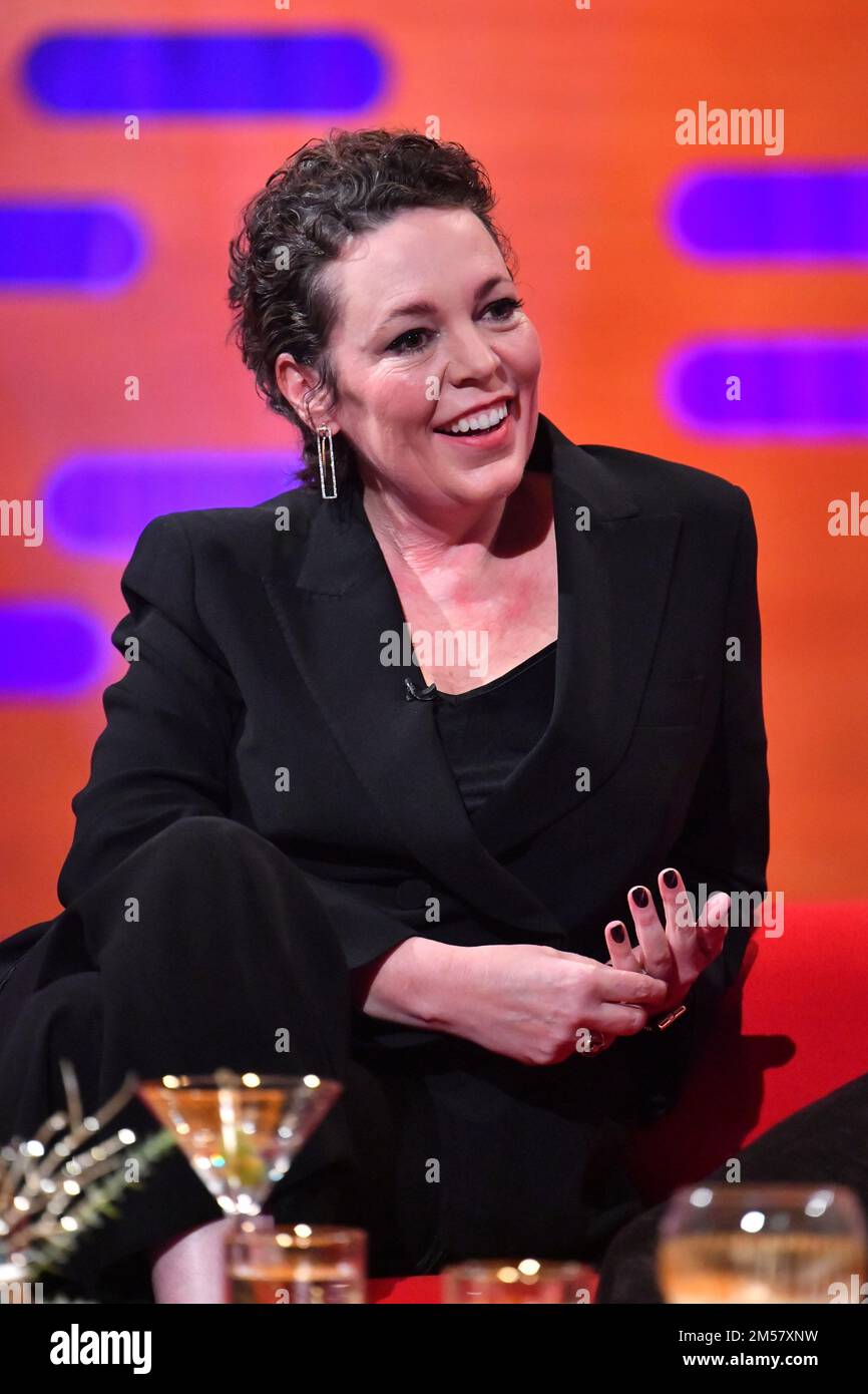 EDITORIAL USE ONLY Previously unissued photo dated 17/11/22 of Olivia Colman during filming for ...