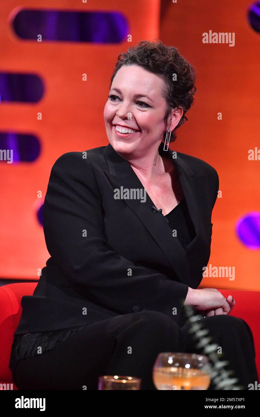 EDITORIAL USE ONLY Previously unissued photo dated 17/11/22 of Olivia Colman during filming for ...