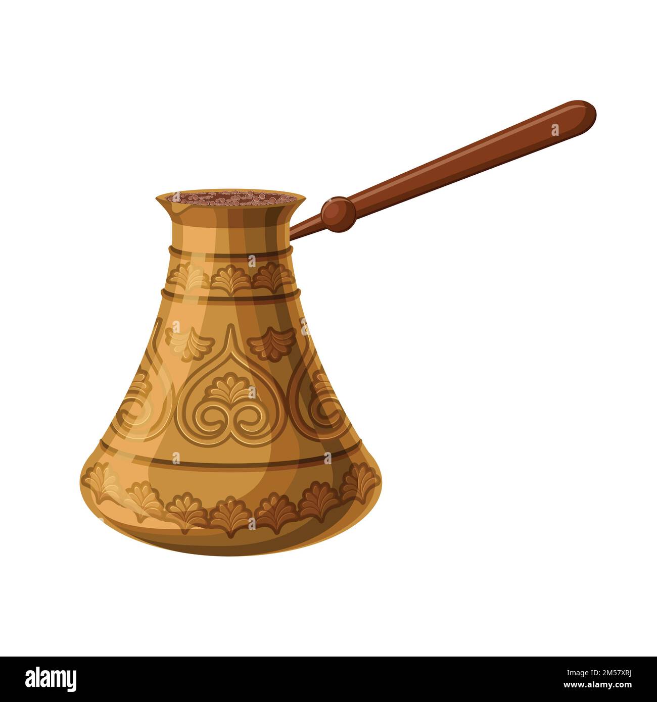 Turkish Traditional Decorated Copper Cezve Isolated On White Background Turkish Antique
