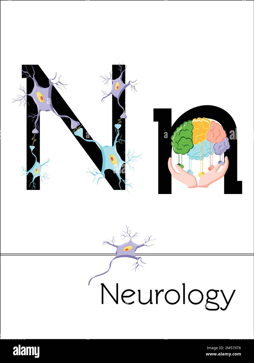 Flash card letter N is for Neurology. Science alphabet for kids. Puzzle ...