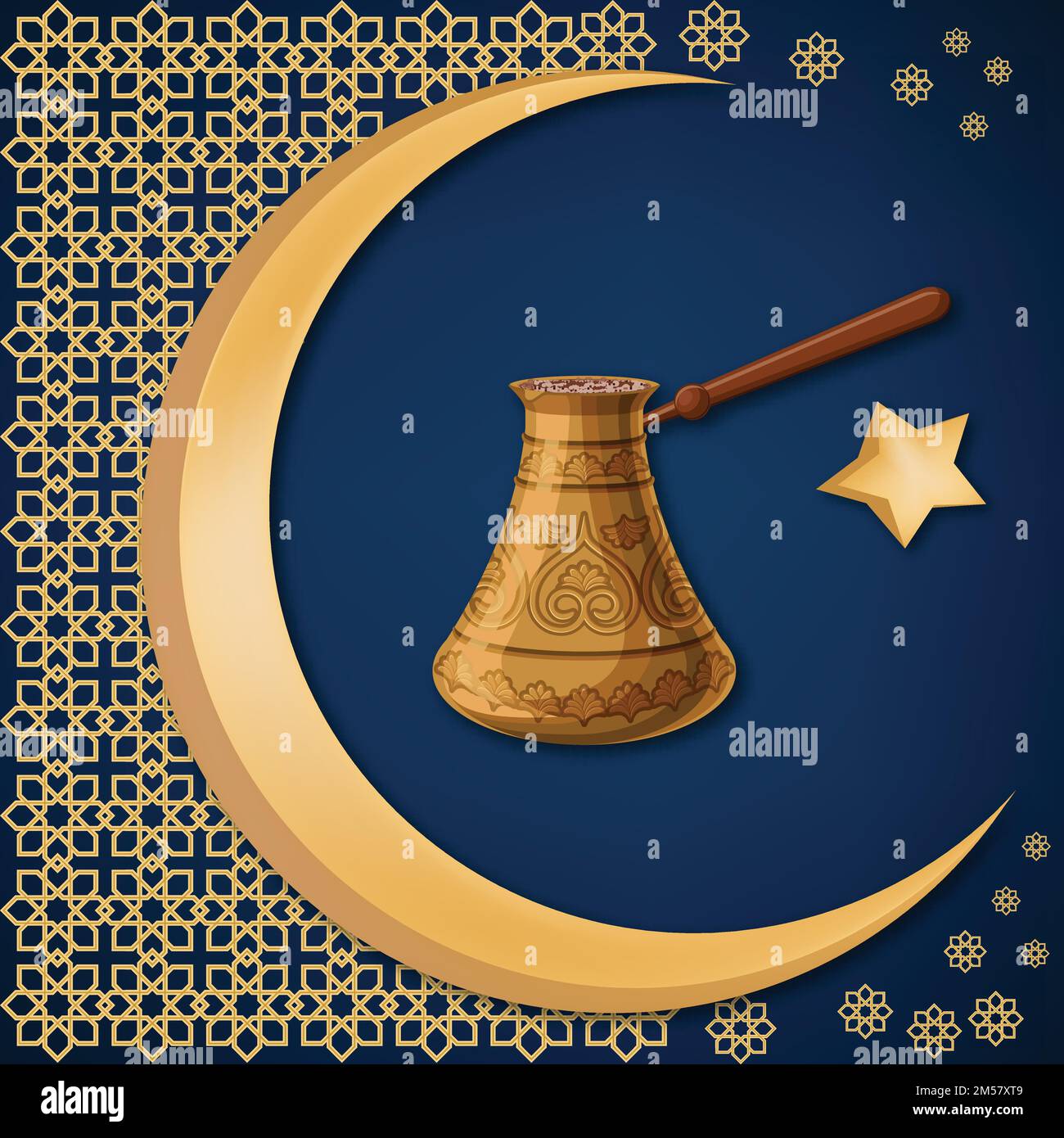 Turkish traditional decorated copper cezve with oriental decoration ...