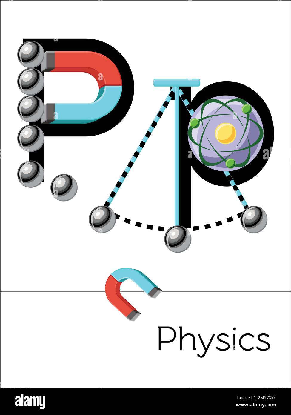 Flash card letter P is for Physics. Science alphabet for kids. Puzzle ...
