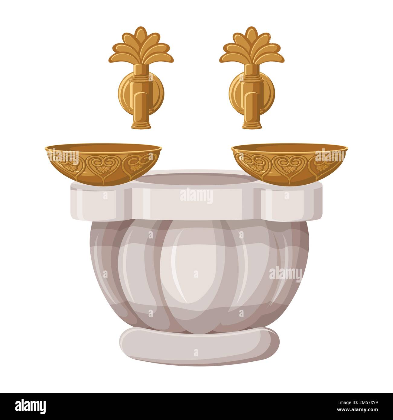 Turkish bath, hamam with copper bowls isolated on white background ...