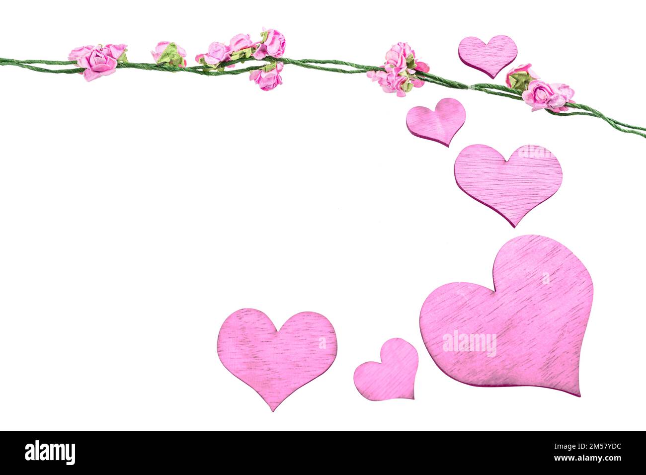 Red heart with flower stem isolated over white background Stock Photo ...