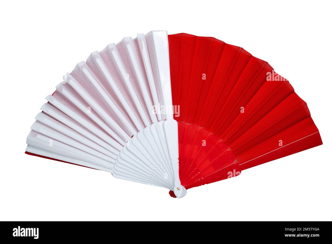Red and white Chinese fan isolated over white background Stock Photo ...
