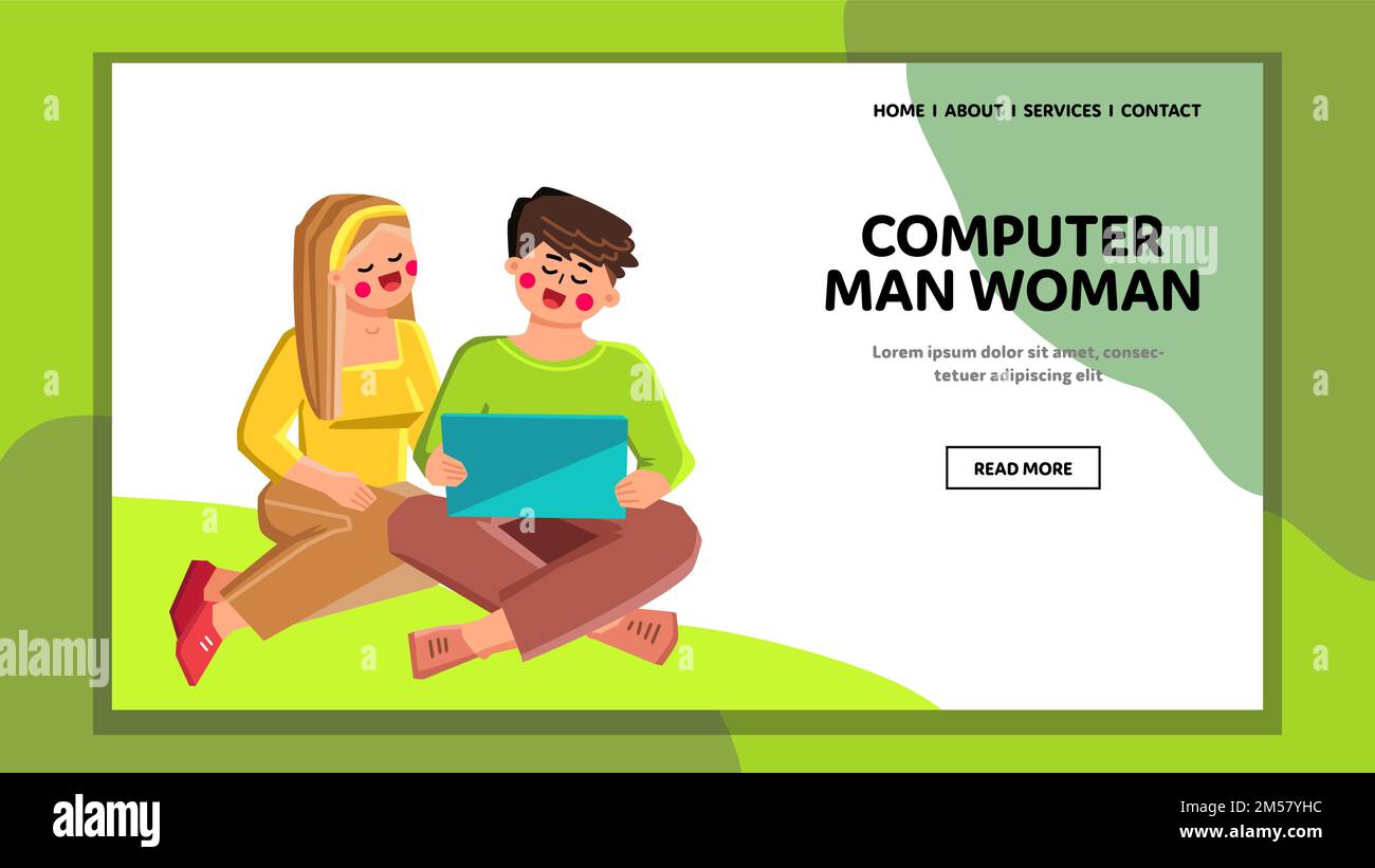 computer man woman vector Stock Vector Image & Art - Alamy