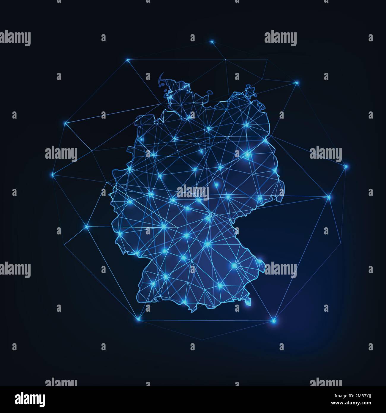 Germany map outline with stars and lines abstract framework ...