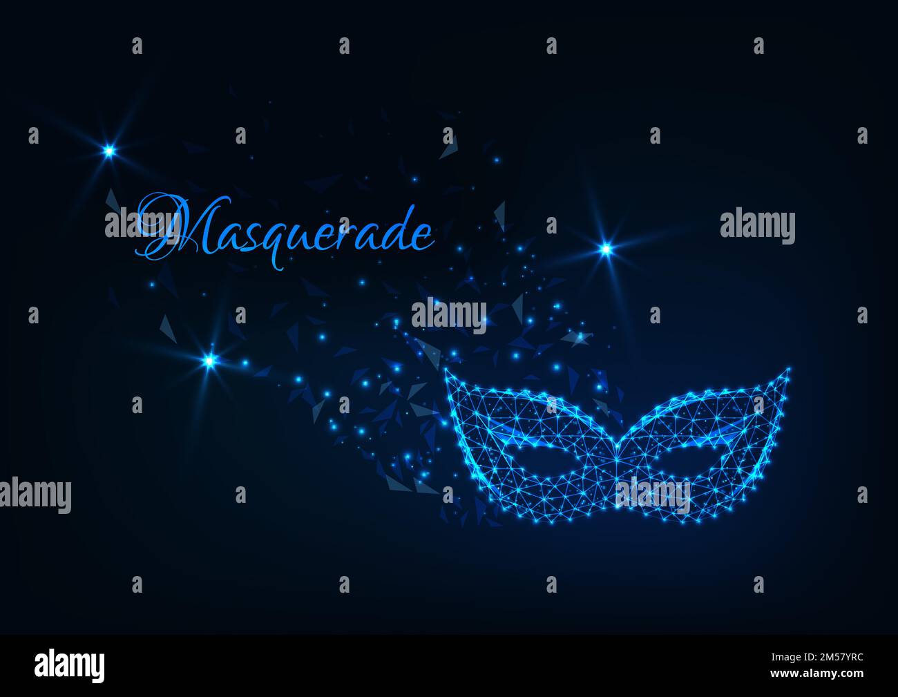 Masquerade abstract background with glowing low polygonal carnival mask ...