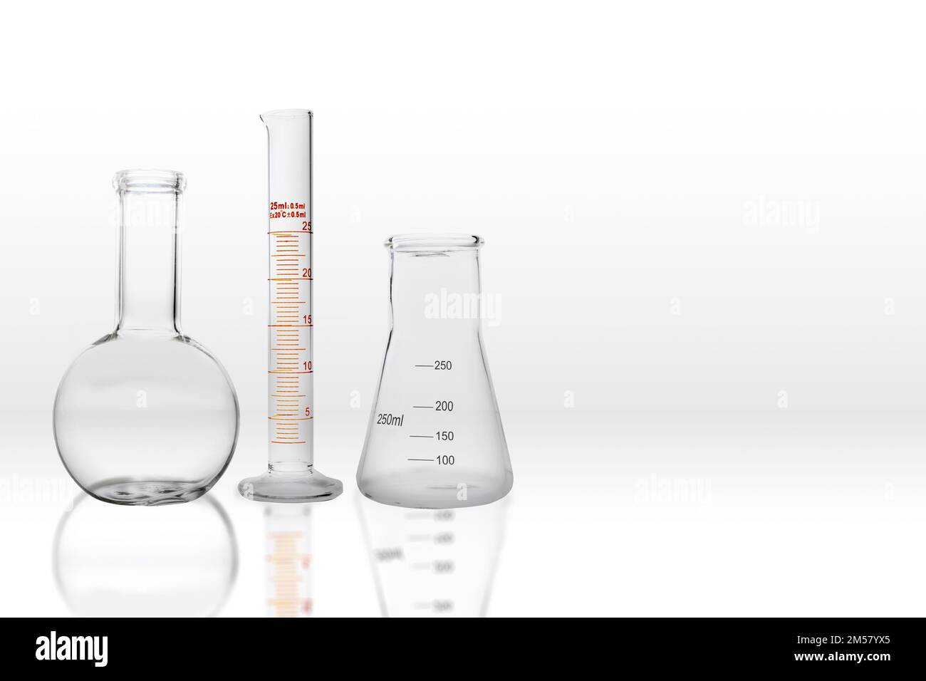 Laboratory glassware with white background. National Science Day Stock ...
