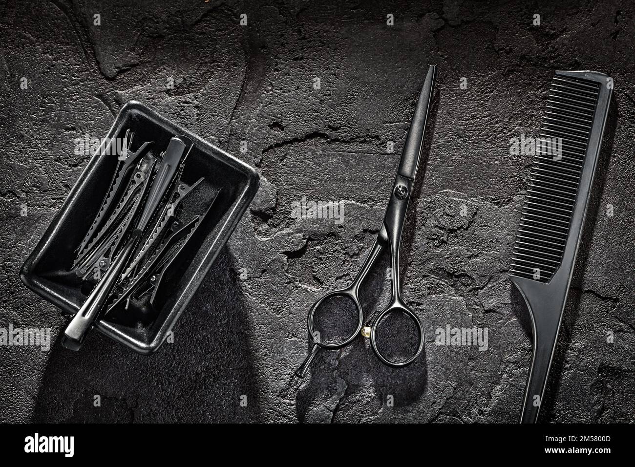 Black Barber Tools. Barber Shop. Professional Barber Hair Cutting ...