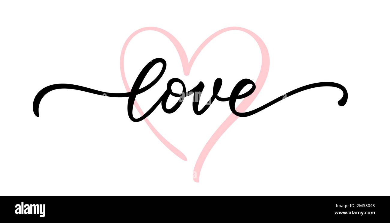 Love word hand drawn lettering. Modern calligraphy. Grunge vector ...