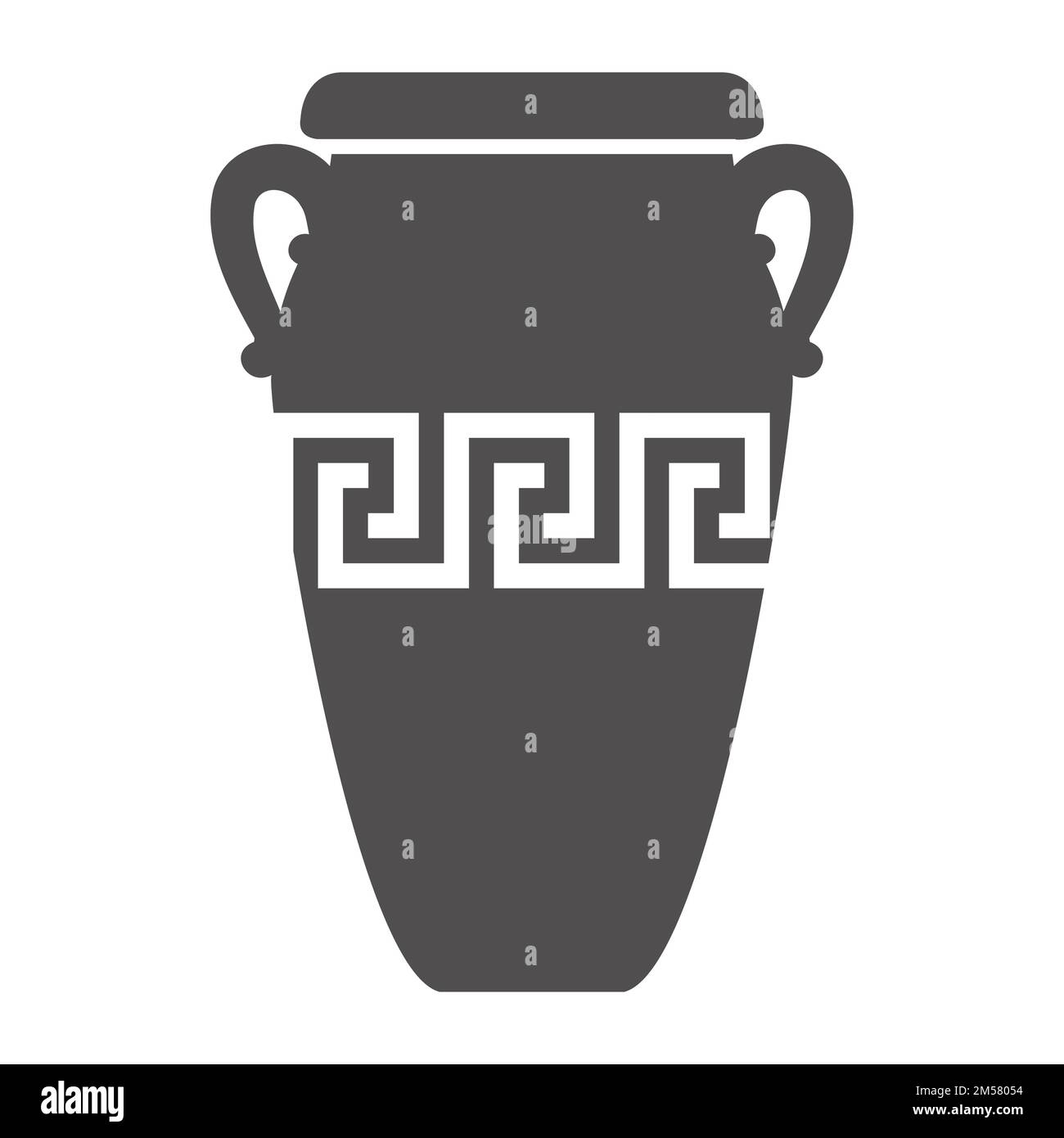 Greek amphora and pot with meander pattern. Ancient vase silhouette ...