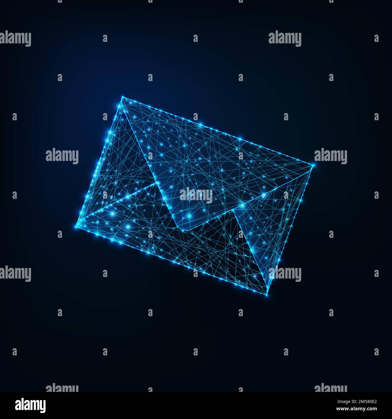 Glowing low polygonal envelope as symbol of electronic mail isolated on ...