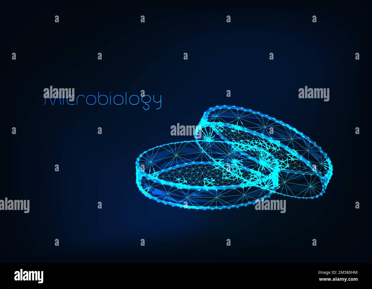 Futuristic science background with glowing low polygonal petri dish on ...