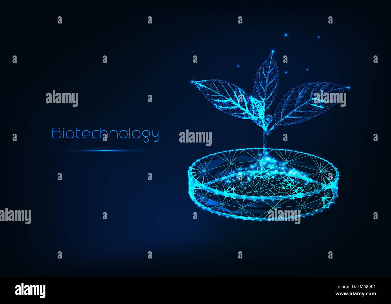 Biotechnology concept futuristic scientific background with glowing low ...