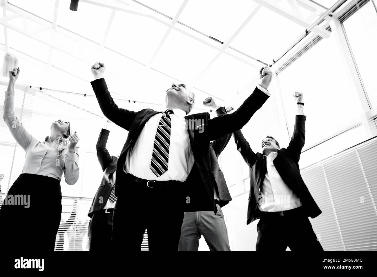 Business team celebrates successful project hi-res stock photography ...