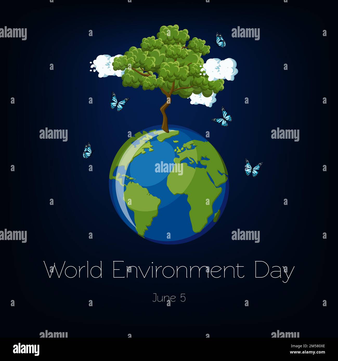 World Environment Day poster with planet Earth globe, green tree ...