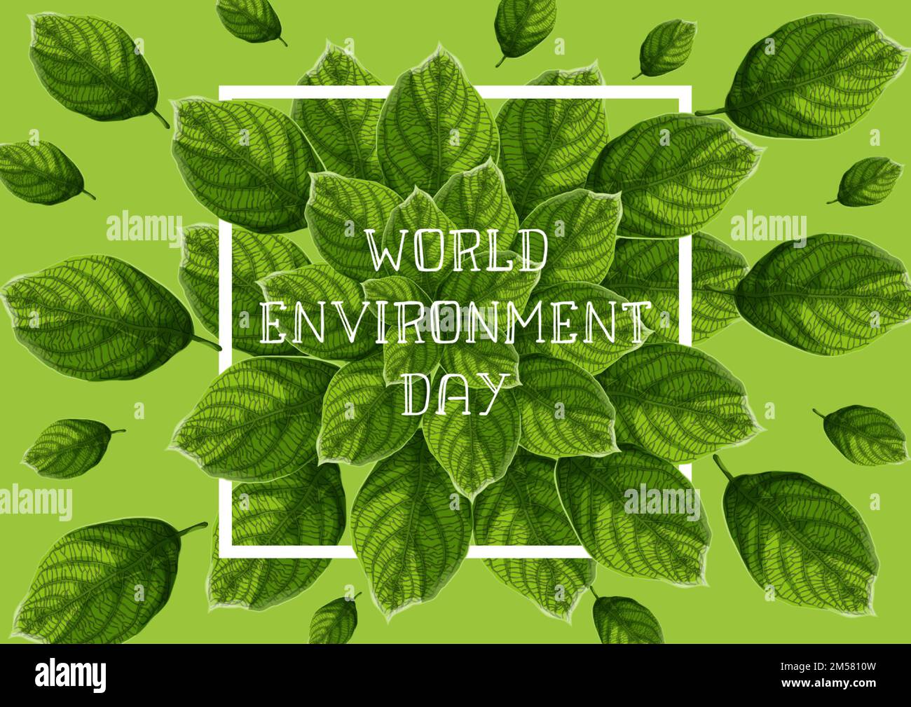 World Environment Day banner template with green textured leaves ...