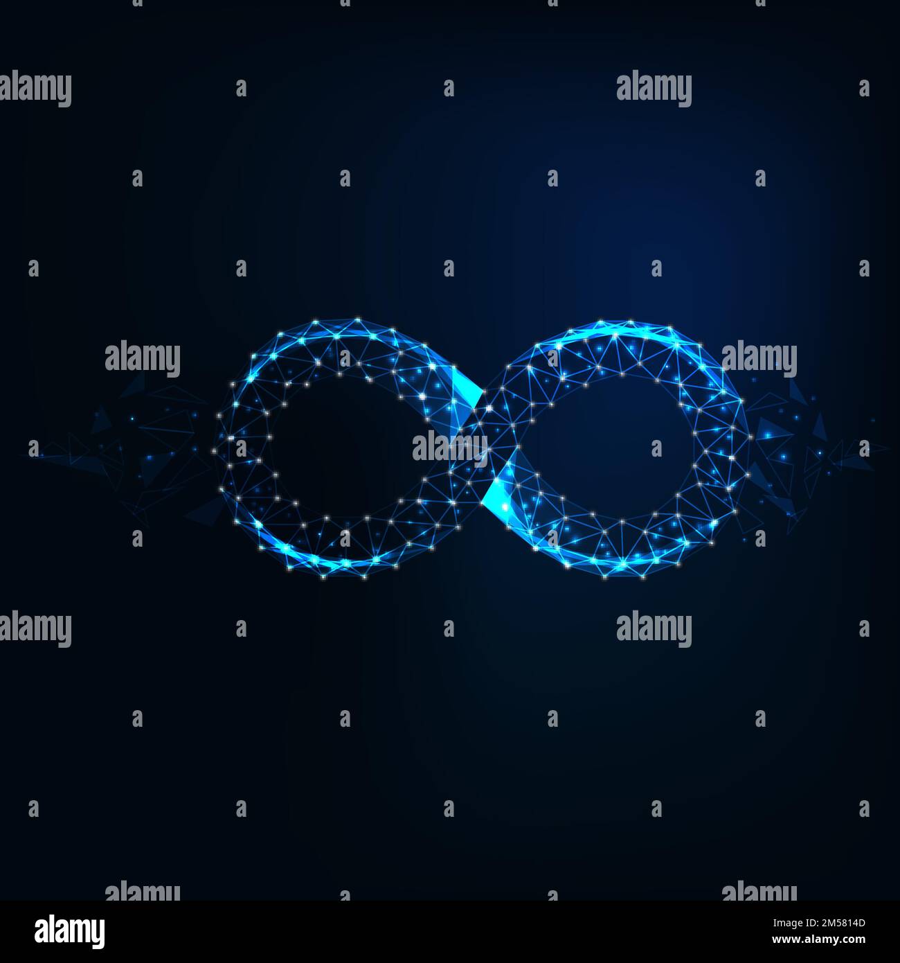 Futuristic glowing low polygonal infinity sign made of stars, lines ...
