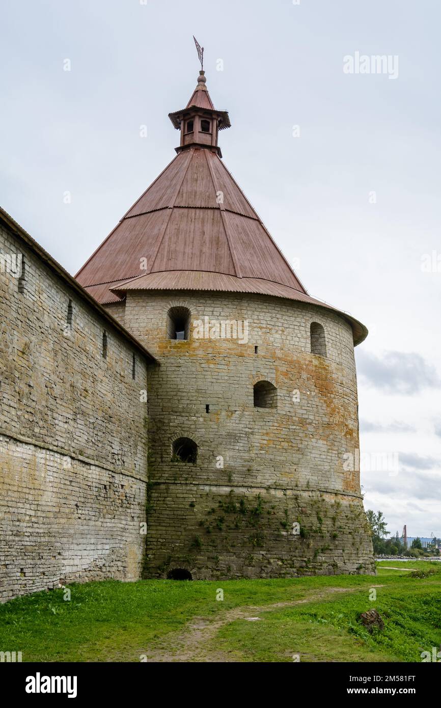Historical Oreshek fortress is an ancient Russian fortress. View of the ...