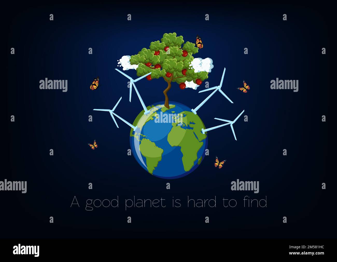 World Environment Day poster with planet Earth globe, green apple tree ...