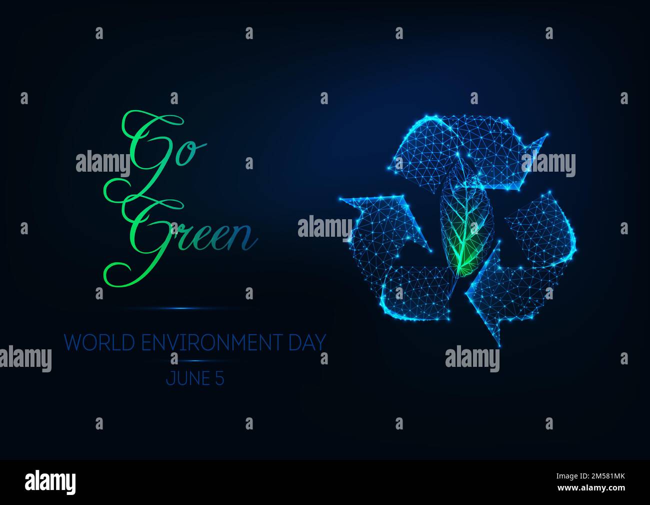 Futuristic world environment day web banner with glowing low polygonal ...