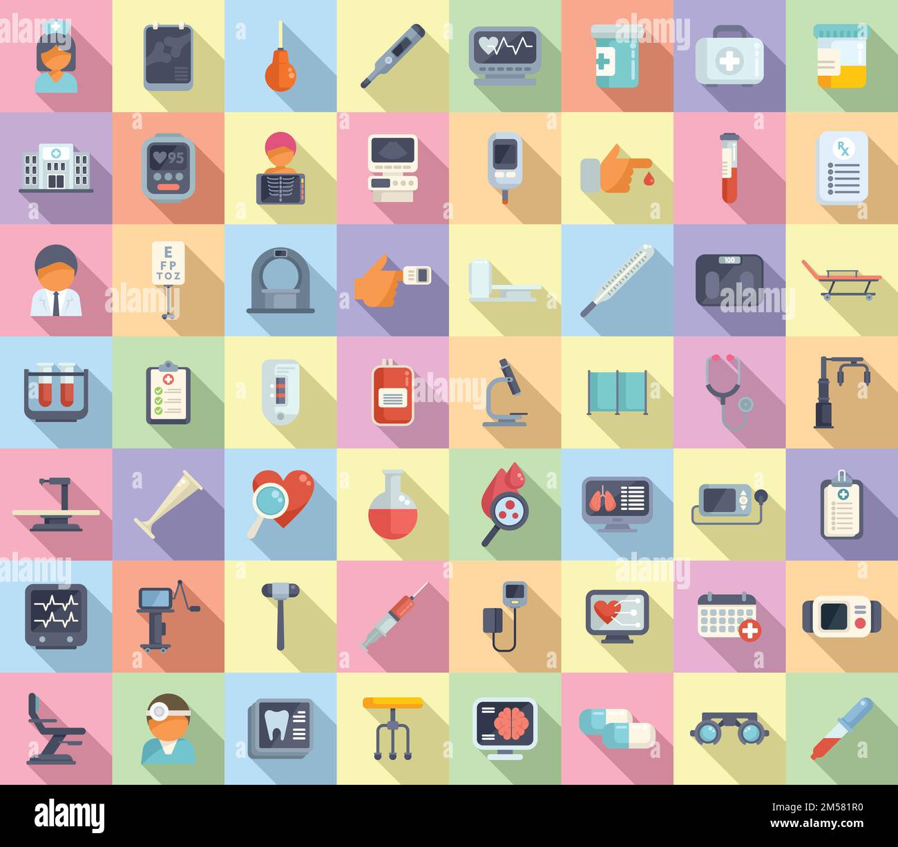 Medical examination icons set flat vector. Health check. Test medical ...