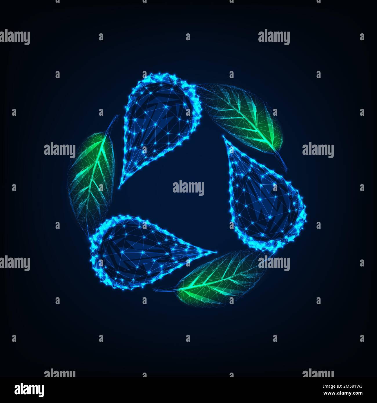 Futuristic recycle sign made of glowing low polygonal water drops and ...