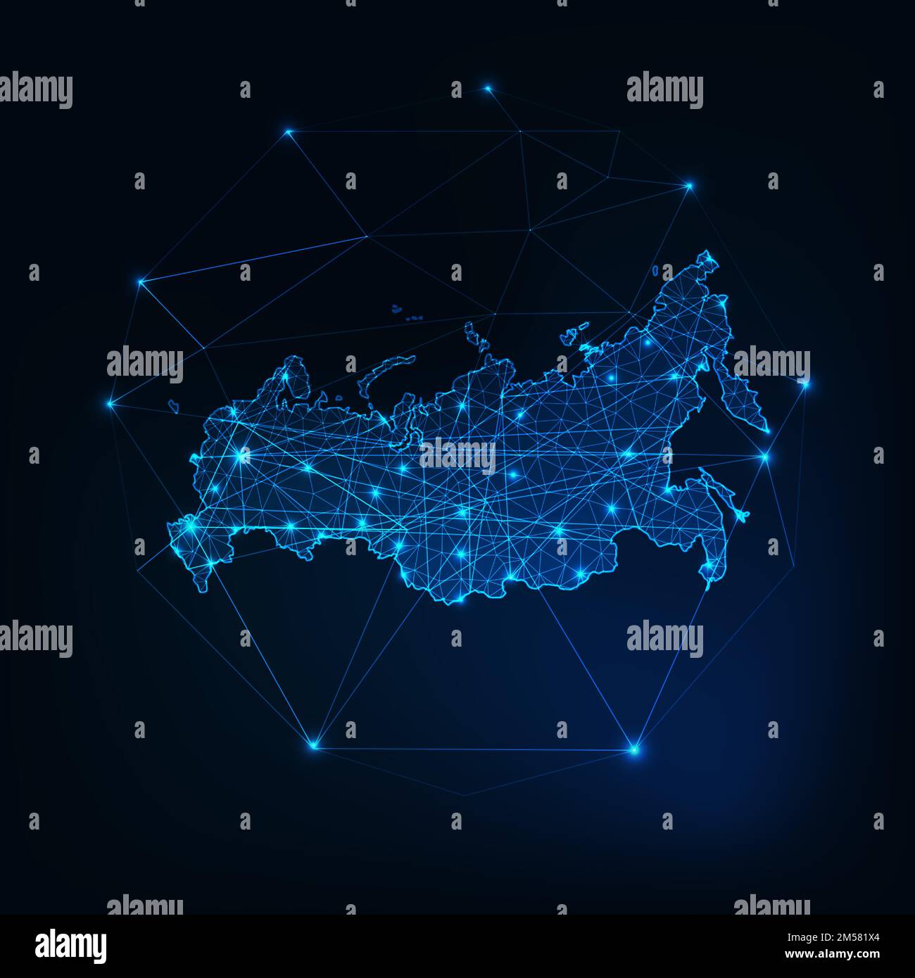Russia glowing network map outline. Communication, connection concept ...
