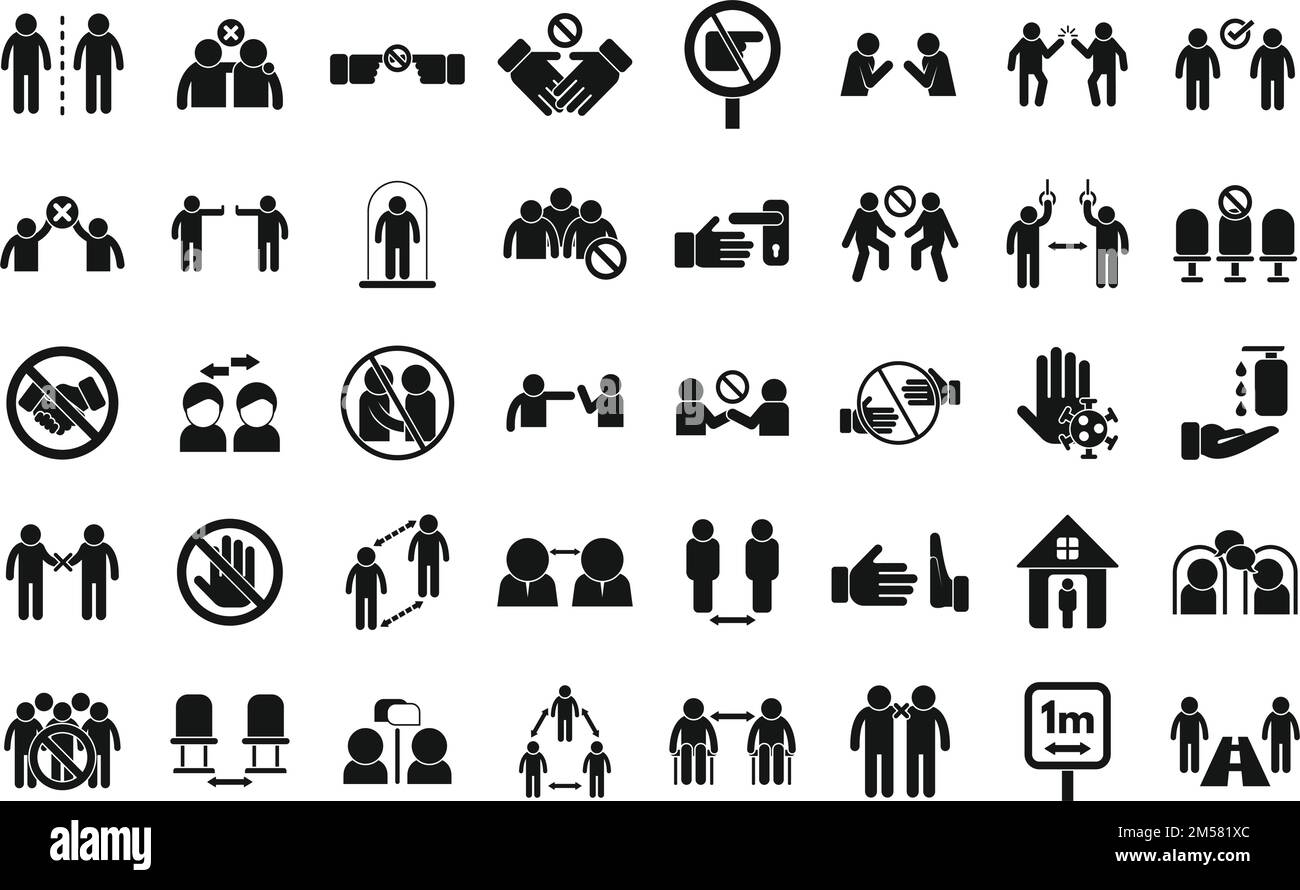 Avoid contact icons set simple vector. Touch handle. Door surface Stock ...