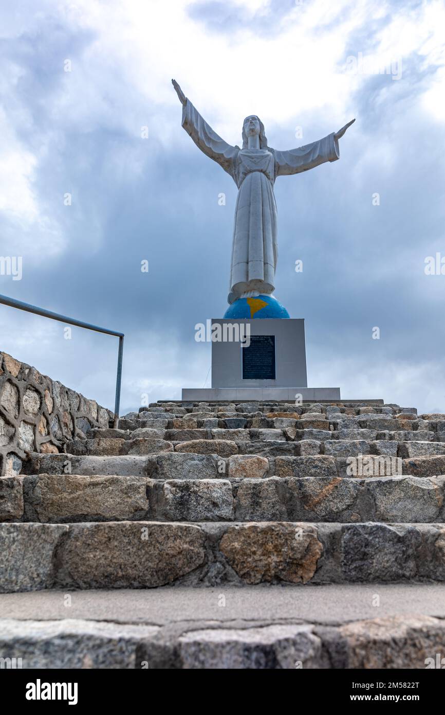 Yungay, Peru - September 16.2022: Statue of Christ in a cemetery in the ...